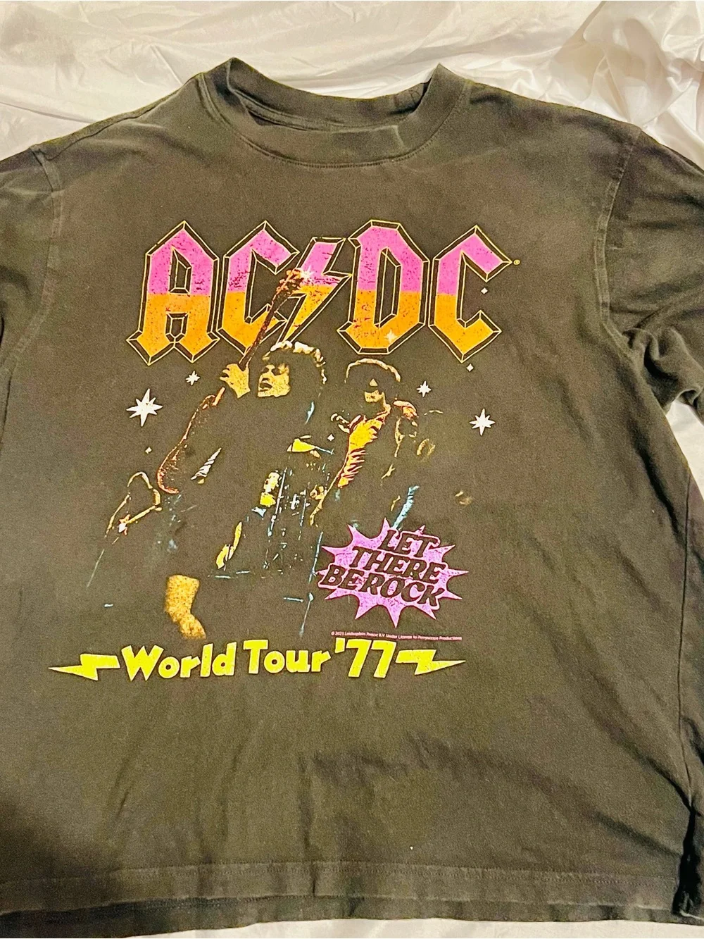 AC/DC | Shirts | Acdc Black Tee With Pink Yellow Graphic World Tour 977 ...